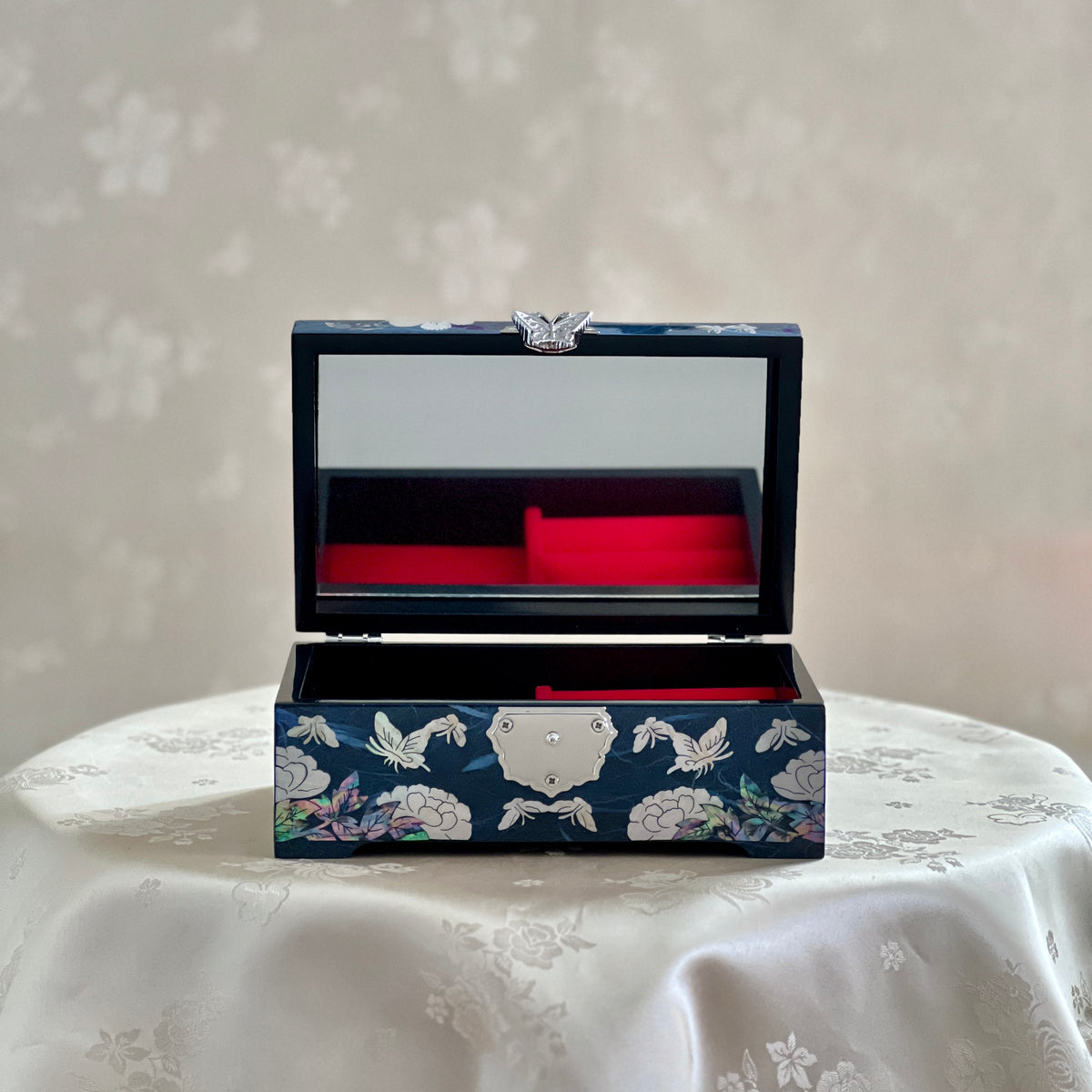 Mother of Pearl Jewelry Box: Butterfly & Plum on Navy – ArtinKo