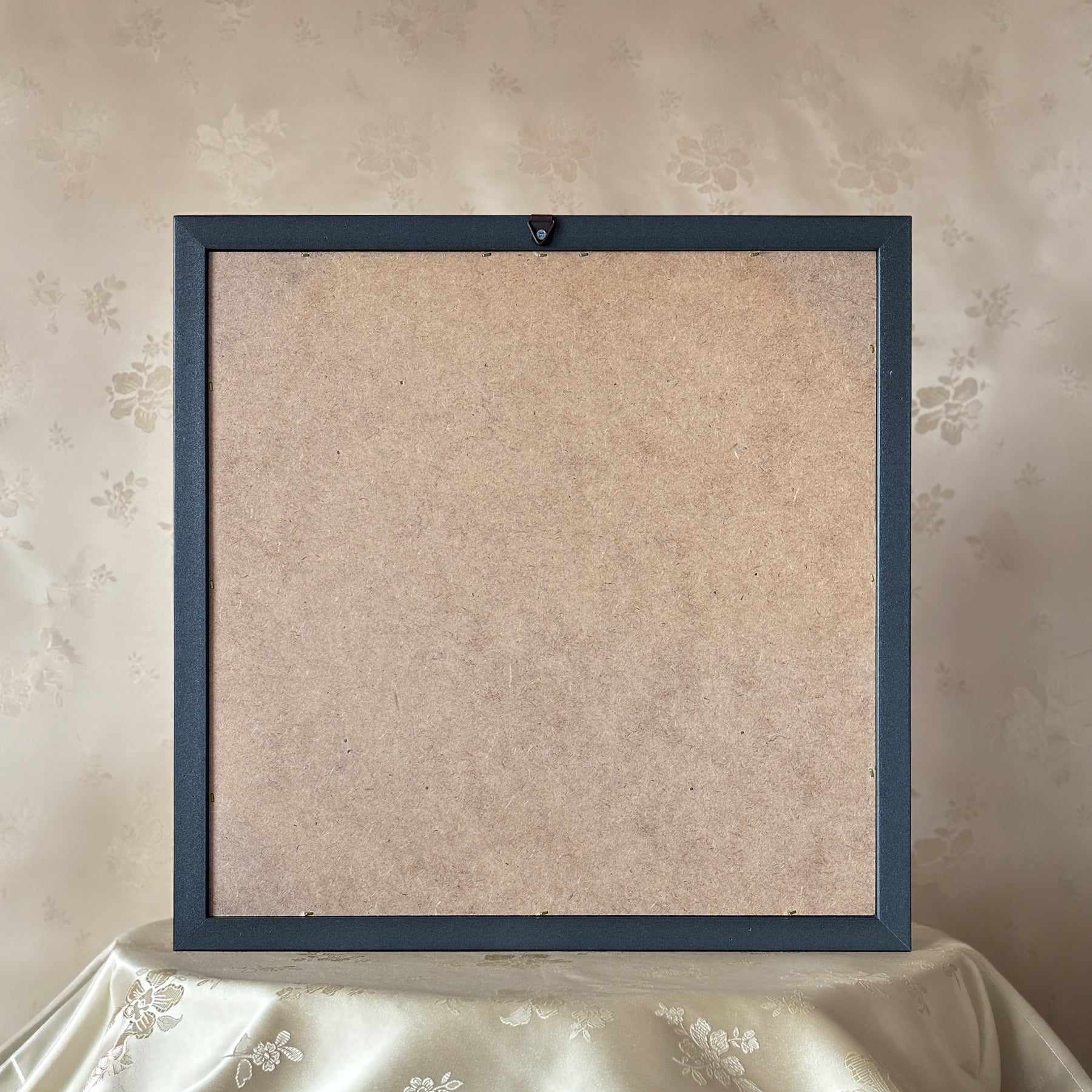 Embroidered Wall Art: Vine Motif on Beige Silk in Frame – ArtinKo